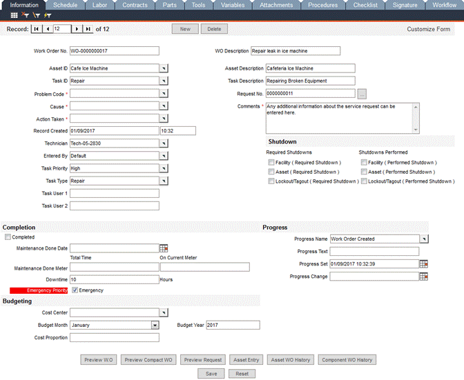 User Chapter Sixteen: Work Orders